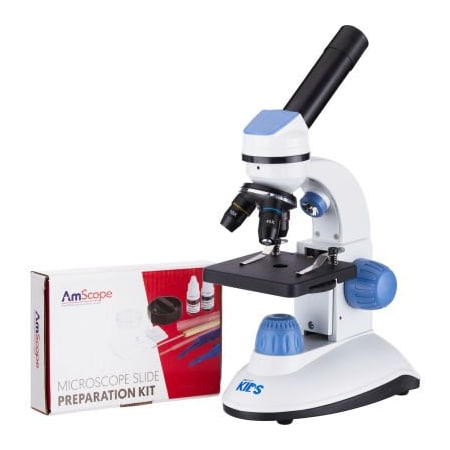 United Scope. AMSCOPE-KIDS 40X-400X Dual Illumination Microscope for Kids, Blue M50-B14 | Zoro